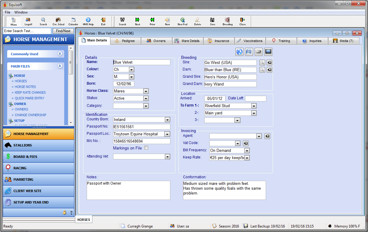 Horse & Stud Management System - Equisoft